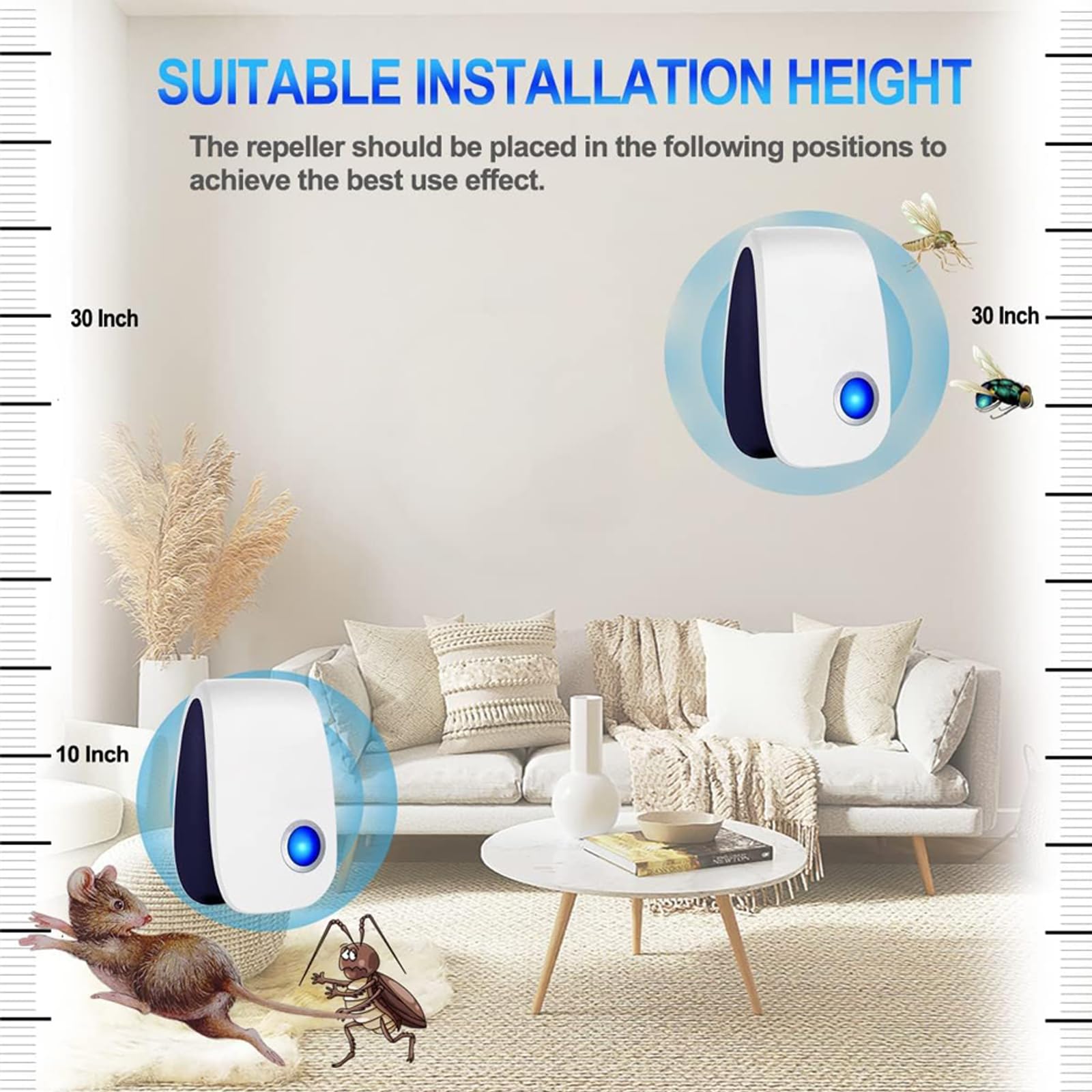 Ultrasonic Pest Control Repellent 10 Pack Sonic Mosquito Repeller Pest Control Indoor Electronic Plug in for Bugs Roaches Insects Mice Mouse Spiders Indoors Ultrasonic Repeller