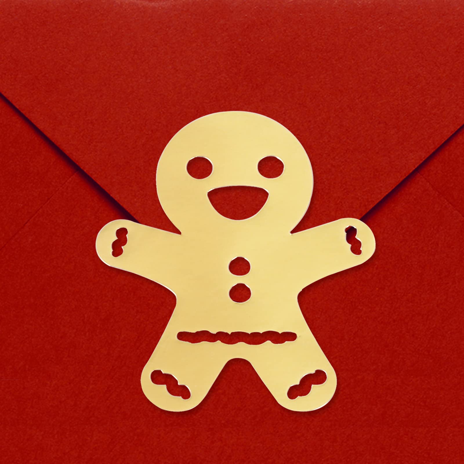 Whaline 500Pcs Christmas Foil Gold Stickers Gingerbread Man Self-Adhesive Large Stickers Christmas Gold Envelope Sealing Stickers for Xmas Party Gift Bag Wedding Invitations Greeting Cards Craft