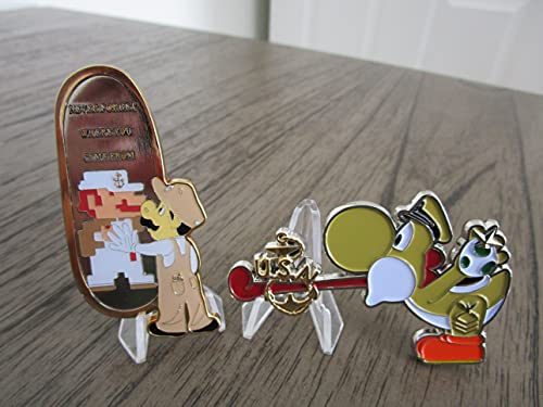 United States Navy Chief Mario and Luigi Brothers and Yoshi Goat Locker CPO Challenge Coin Set
