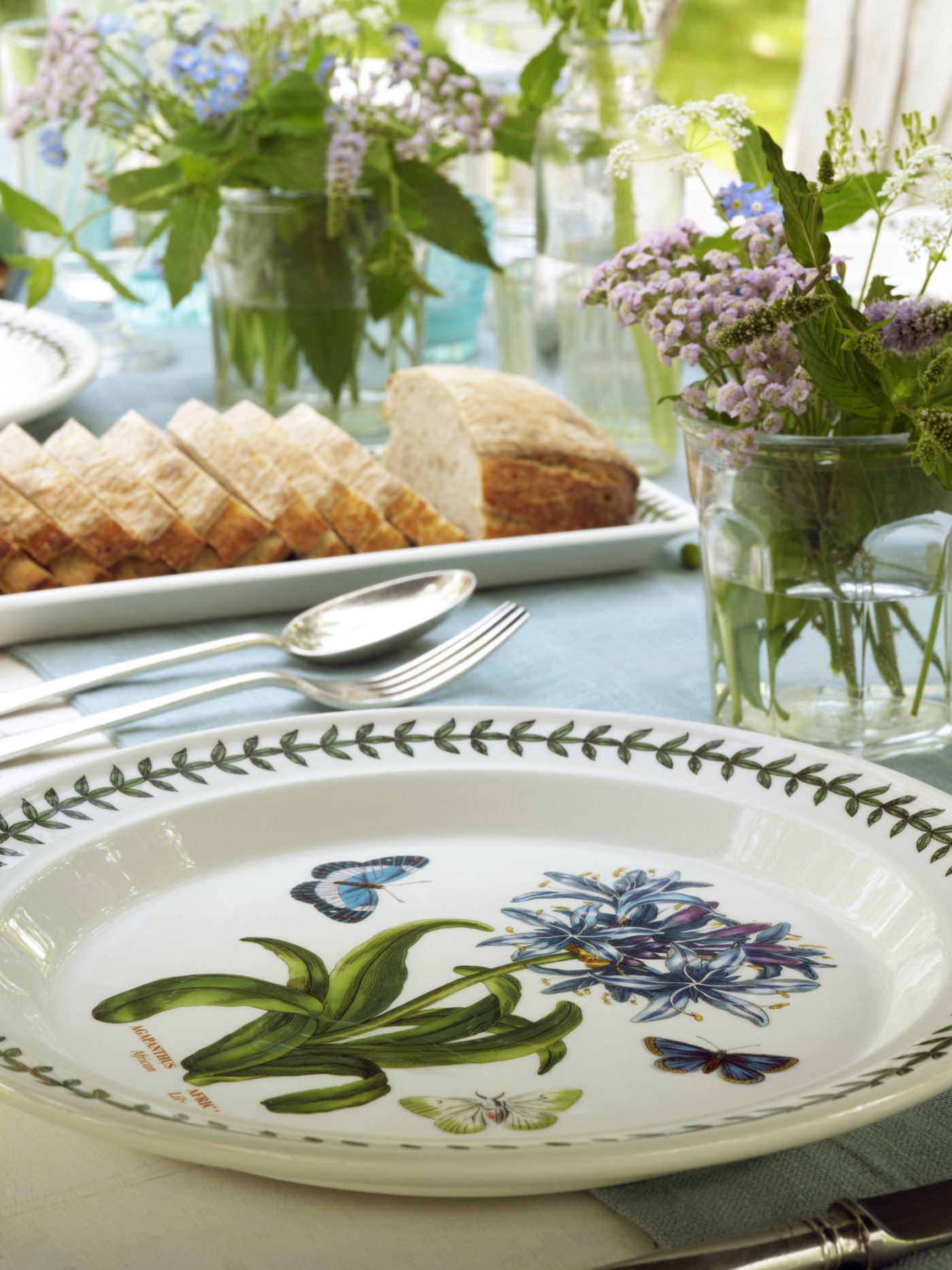 Portmeirion Botanic Garden Sandwich Tray | 11.75 Inch Serving Tray with Convolvulus Motif | Made from Porcelain | Microwave, Dishwasher, and Freezer Safe
