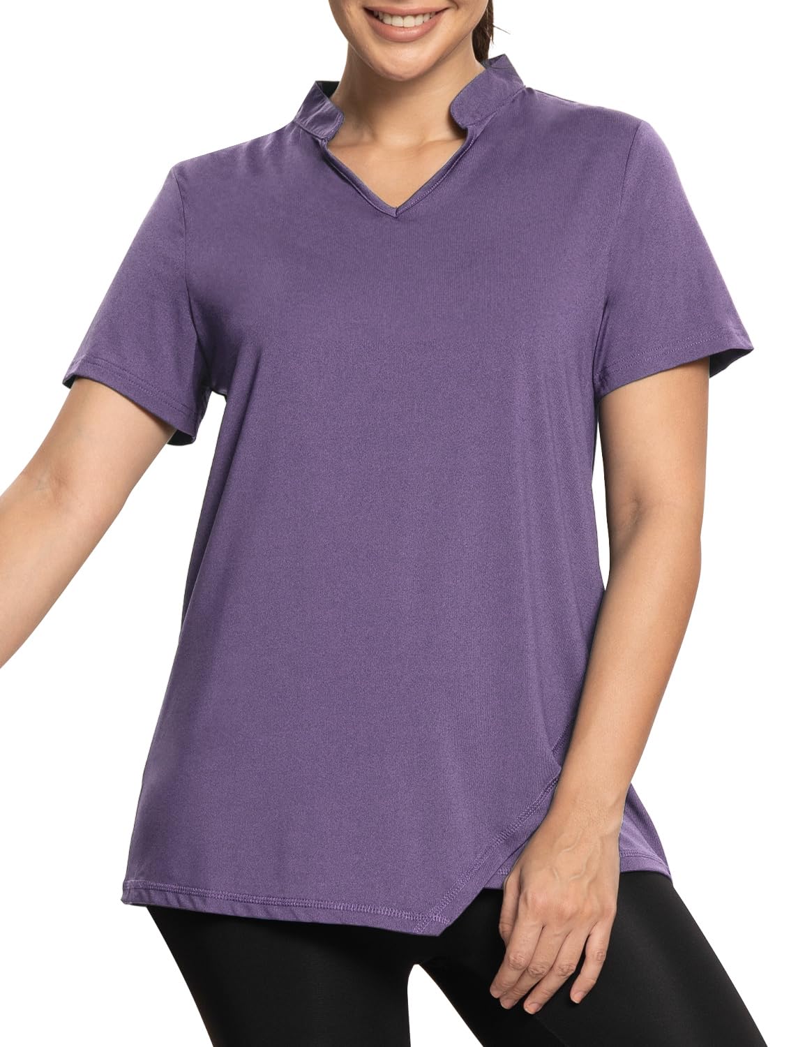 MISS FORTUNE Women's Polo Shirts, Golf V-Neck Workout Tops, Moisture Wicking Ladies Golf Shirt Loose Fit for Tennis Yoga