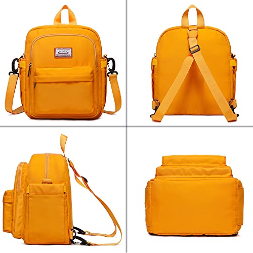 Scorlia Insulated Lunch Bag, Classic Backpack Style Lunch Tote for Women, Large Convertible Lunch Cooler Box with Side pockets for Hiking,Office, Beach, Picnic, Yellow
