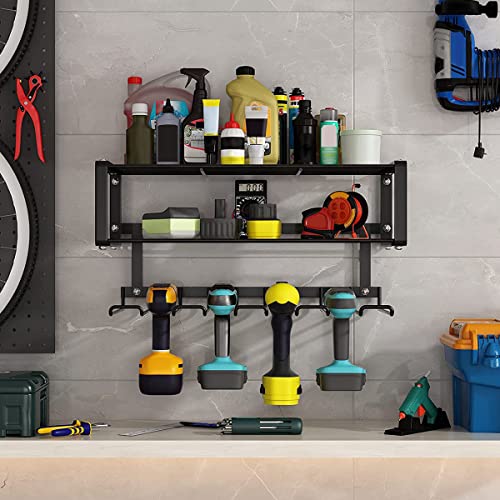 wlpxavz EF Power Tool Organizer Electric Drill Storage Rack Wall Mount Garage Tool Organizers Heavy Duty Tool Holder Rack 130lb Weight Limit Suitable for Garage Home Workshop Taboxexcel(black)