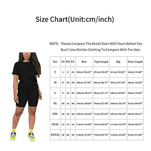 Sukilimiy Womens Plus Size 2 Pieces Outfits V-Neck Side Split Loose Tunic Tops Yoga Shorts Jogger Sets Casual Joggers Set