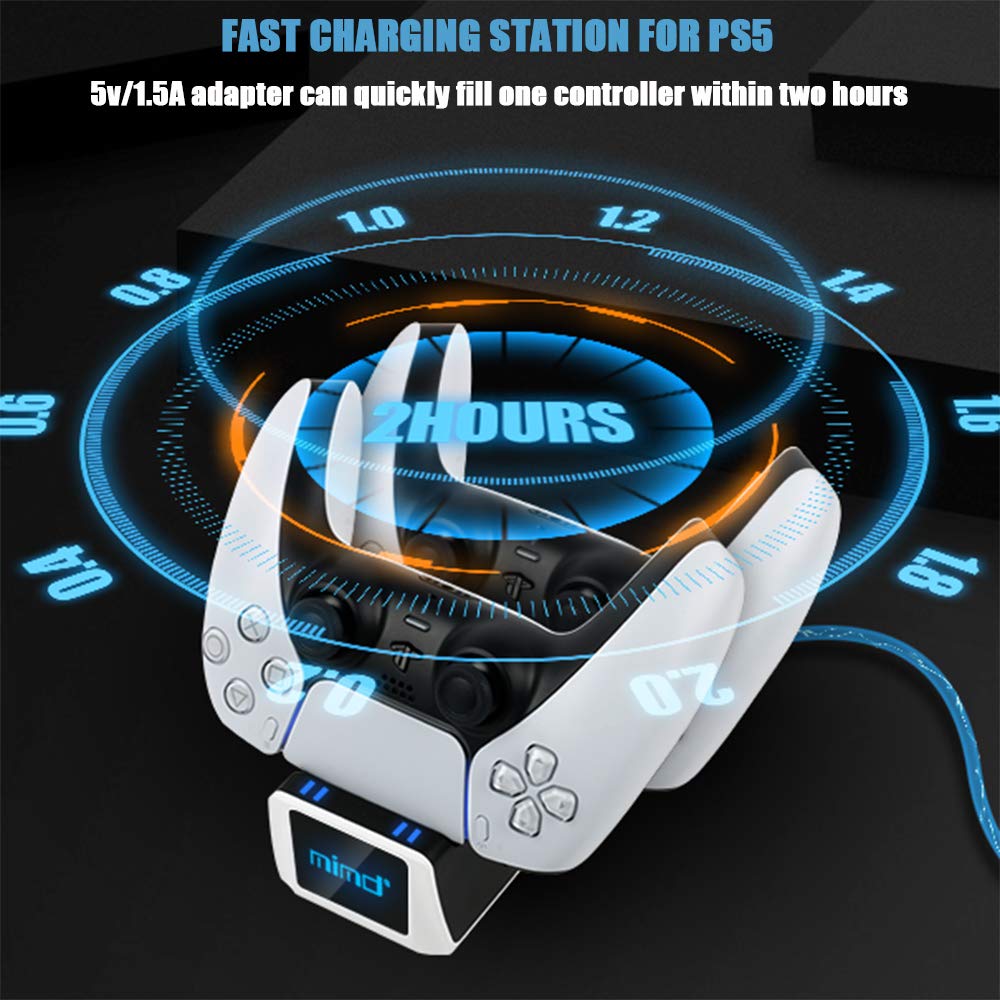 Ps5 Controller Charging Station,Dual PS5 Controller Charger Station with LED Indicator & Intelligent Chip,Portable Classic Style Charging Station Dock for Ps5 & PlayStation 5 Controller