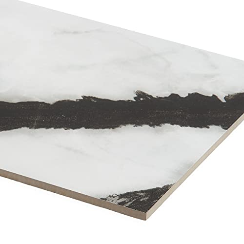 Saroshi Panda White 11.81 in. x 23.62 in. Matte Porcelain Floor and Wall Tile (15.5 Sq. Ft. / Case)