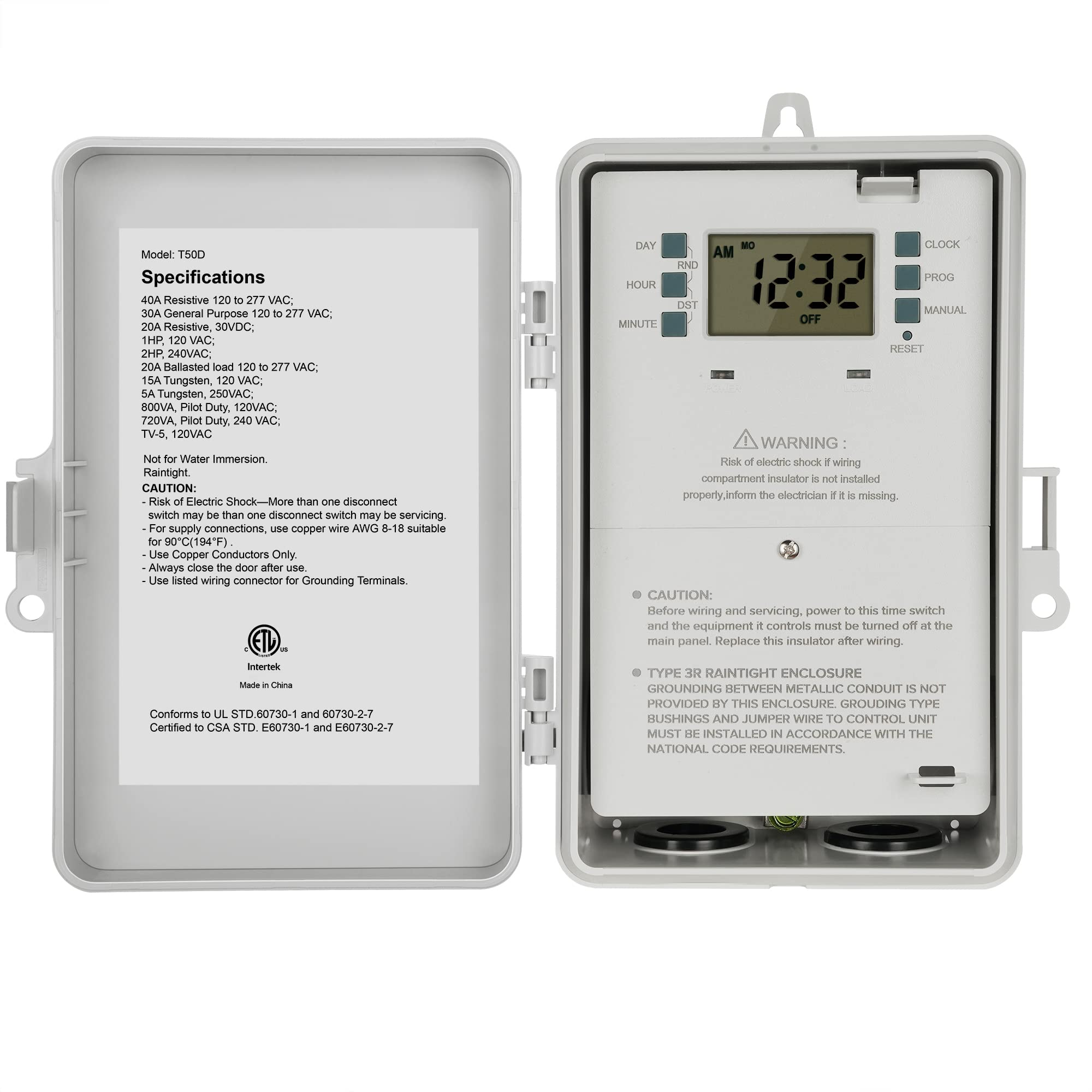 Suraielec Pool Timer, 7-Day Digital Pool Pump Timer Switch, 120, 240, 277 VAC, Heavy Duty 40 AMP, 2HP, 24 Hour Programmable, Outdoor Indoor Swimming Pool Timer Box for Pump, Hot Water Heater, Lights