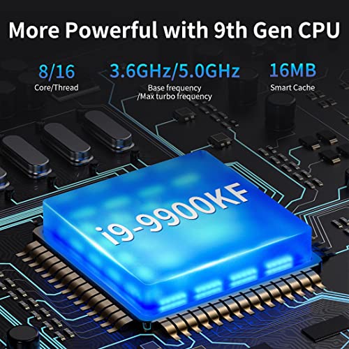 msecore Mini Gaming PC, Core i9-9900KF 8 Cores Max 5.0GHz, RTX2060 6G Graphics Card, 64G RAM 2T NVME SSD Desktop Computer, 8K, Triple Display, WiFi 6E Bluetooth 5.3, Windows 11 Pro