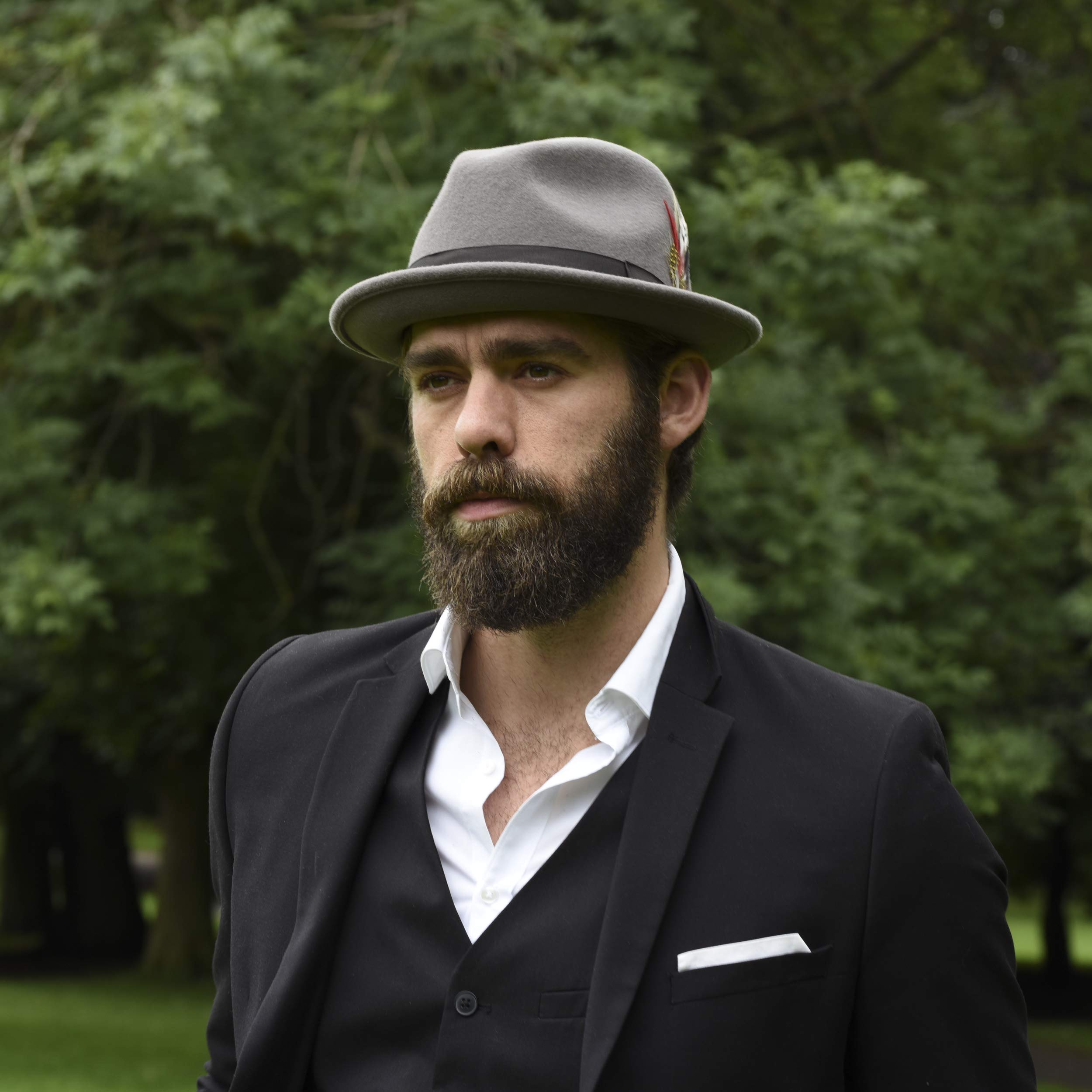 Mens Gray Fedora Hats, 100% Wool Crushable Hat, Packs Easy, Stain Resistant, Stylish Fedora (Also Available in Black)