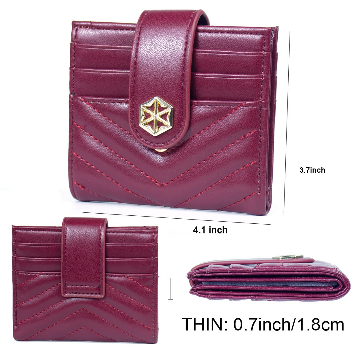 SUMGOGO Wallets for Women Leather Small Wallets 14 Credit Card Holder Wallet Mini Slim Thin Bifold Wallets (Red)