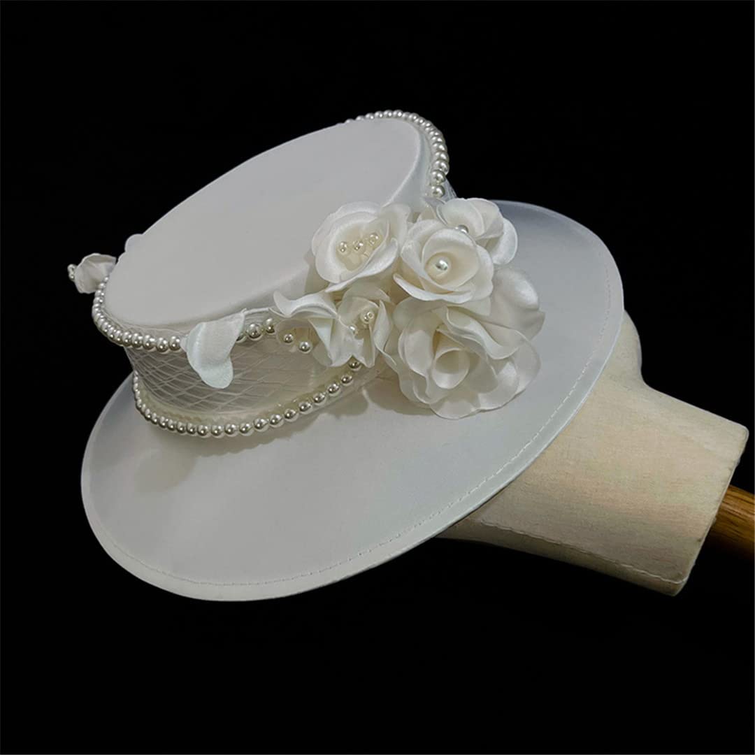 Satin Bridal Hat Cocktail Wedding Party Headwear Tiara Formal Flower Pearl Hair Accessories One Size
