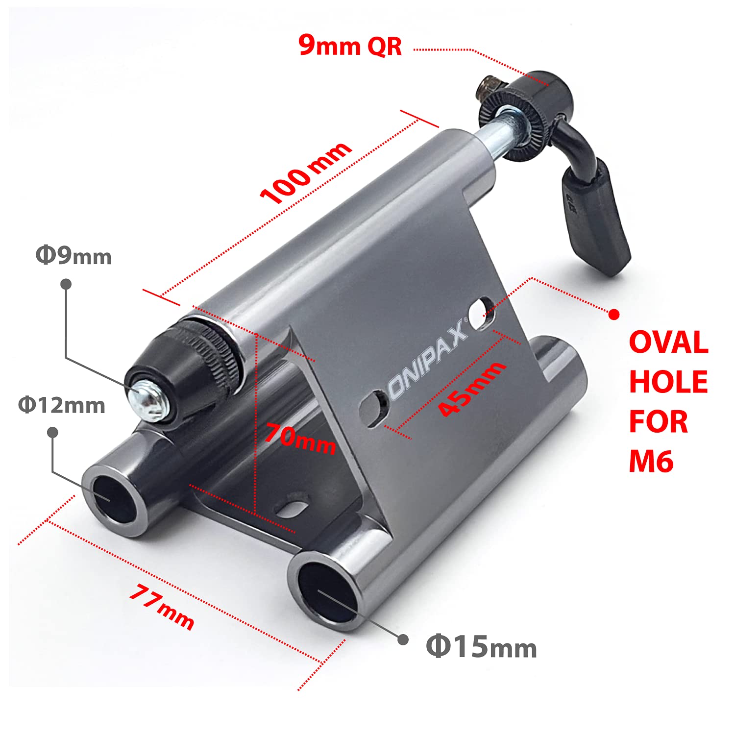 ONIPAX Triangle Bike Fork Mount Hitch Rack 100mm with 9mm Quick Release, for 9mmx100mm；12mmx100mm；15mm x100mm