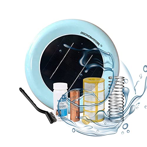 Solar Pool Ionizer for High Capacity Swimming Pool up to 45,000 Gallons - 85% Less Chlorine - 25% More ions - Kill Algae - Longer Lasting Copper Anode - Keep Water Crystal Clear (Blue)