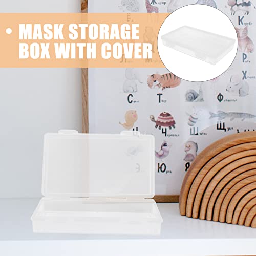 Zerodeko Masks Storage Box with Lid Face Cover Organizer Reusable Masks Holder Dispenser Transparent Face Covering Container for Masks Pencils Art Supply 19.6X11.5CM