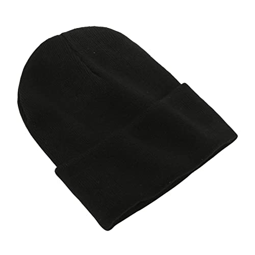 Satin Lined Beanie Silk Lined Winter Hats for Women Men Cuffed Silky Beanie Hat Soft Warm Ski Beanies Skull Cap Black