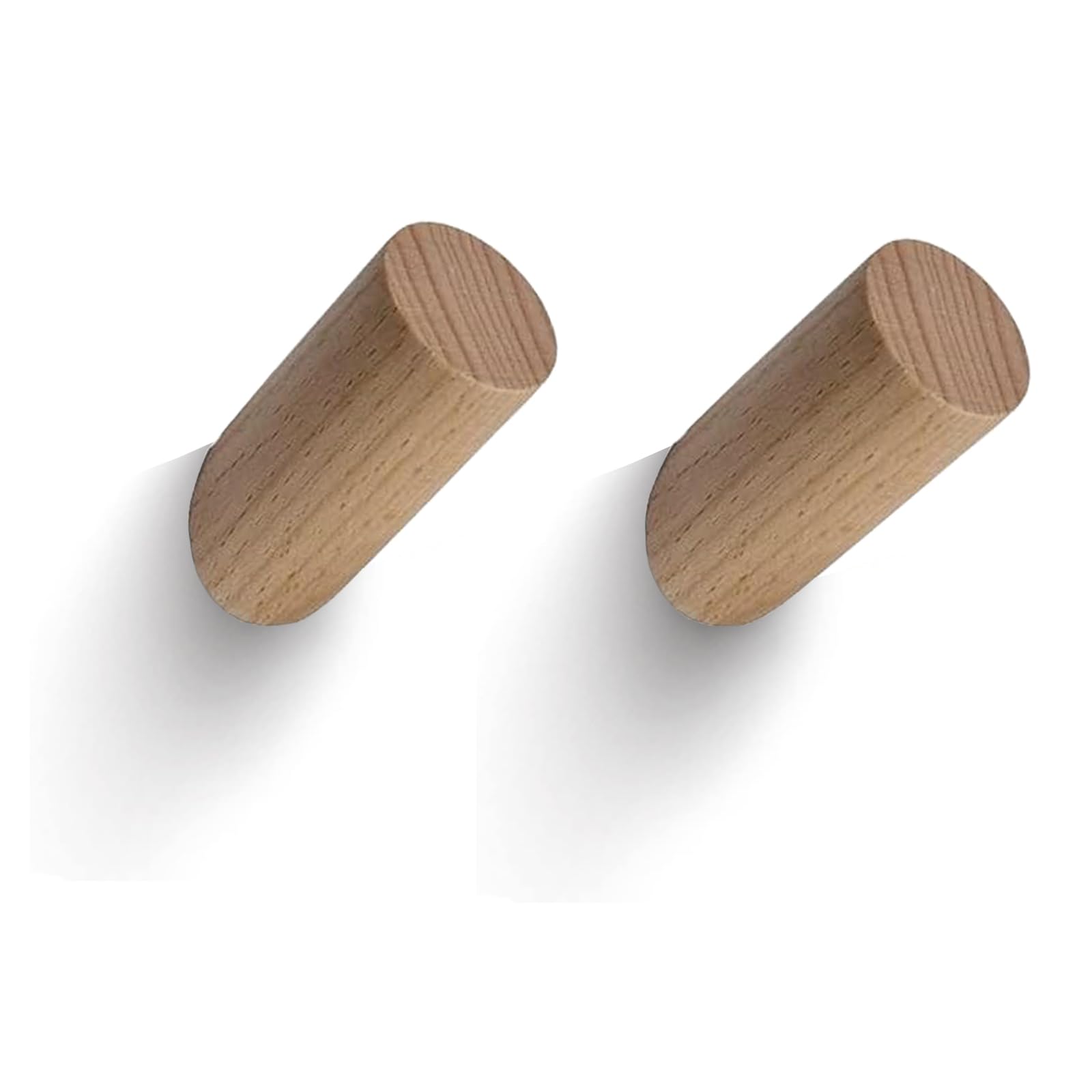 YUEGE Wooden Hook for Wall, 2Pcs Beech Wood Wall Hook, Heavy Duty Coat Hat Hook Rack for Hanging Towels, Clothes, and Bags in Bathroom or Bedroom