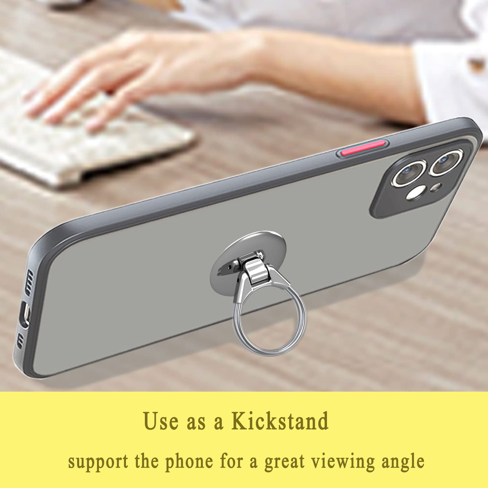 Phone Ring Holder Finger Kickstand [4 in 1]-Phone Ring Grip,360° Rotation Phone Kickstand,CD Slot & Air Vent Car Phone Mount(Silver)