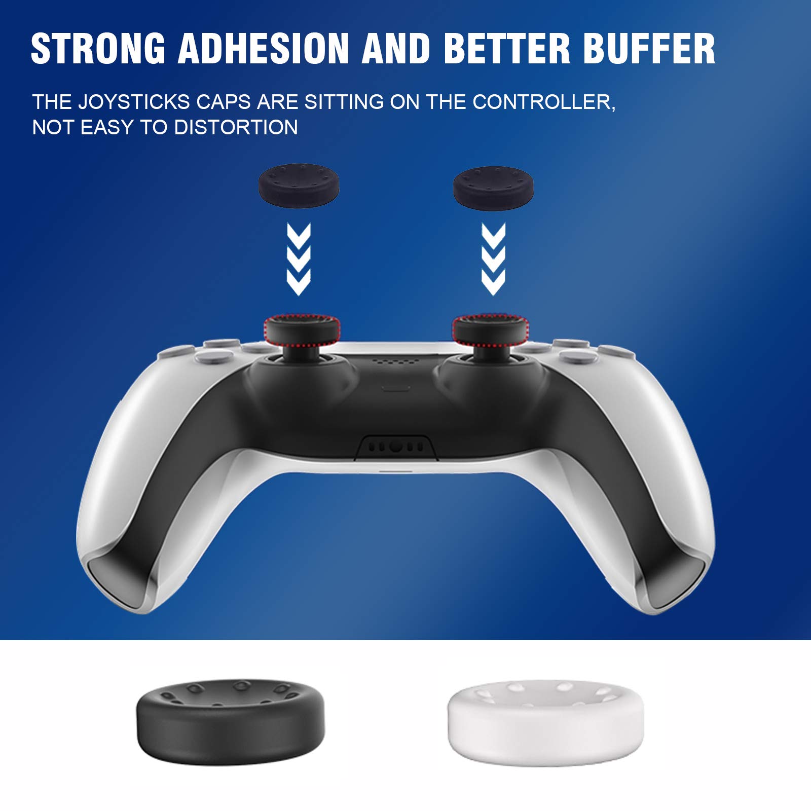 PS5 Controller Grip Cover, HengLiSam Anti-Slip Silicone Skin Protective Cover Case for Playstation 5 DualSense Wireless Controller with 8 Thumb Grip Caps+2Cat paw Caps (Black)