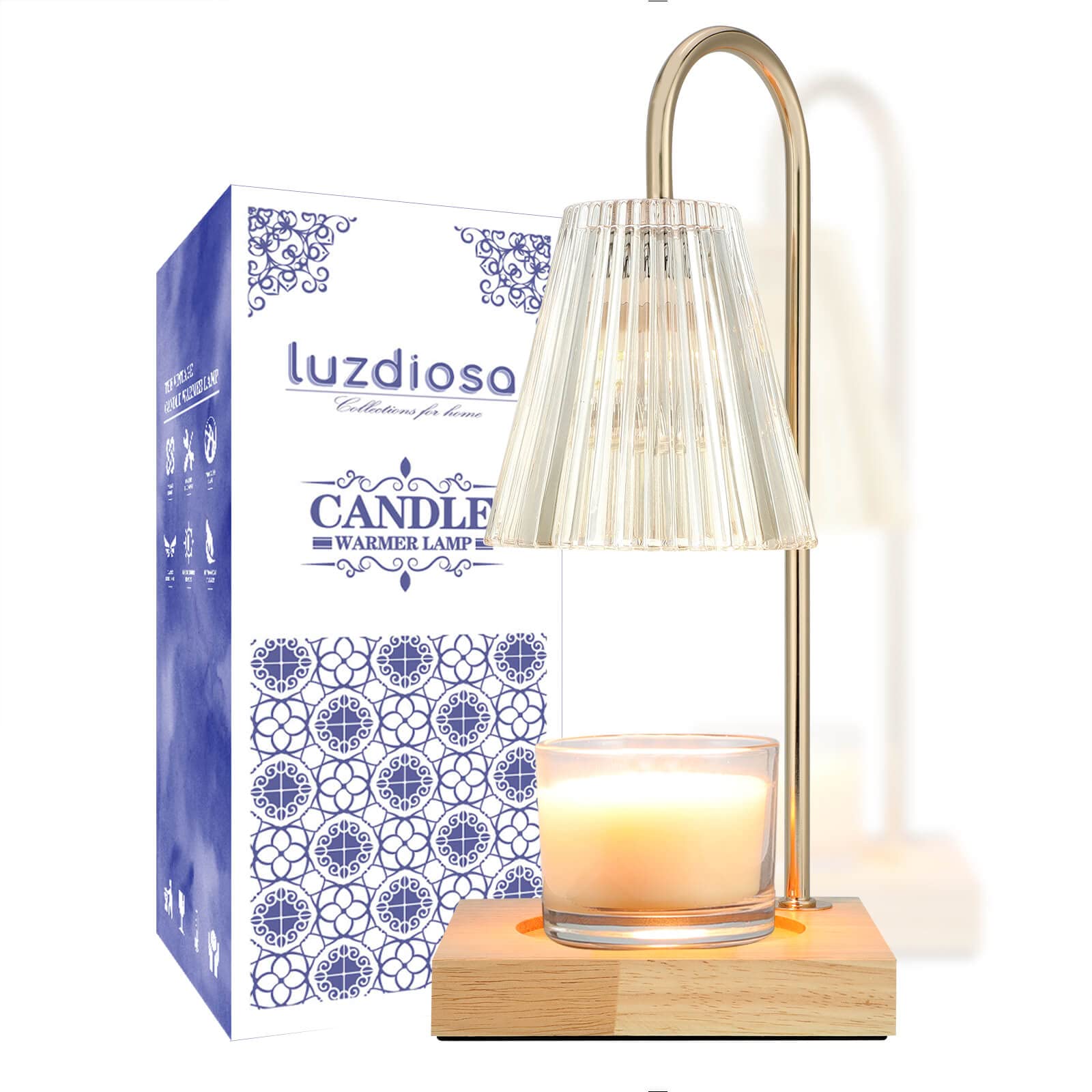 luzdiosa Candle Warmer Lamp with 3 Bulbs, Vintage Electric Candle Lamp Warmer, for Mom, House Warming Decor, Dimmable Candle Melter for Scented Wax, Clear