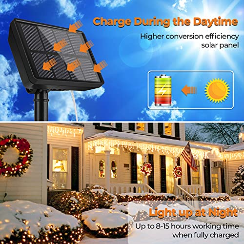 Solar String Lights Outdoor Extra-Long 288Ft 800 LED Super Bright Fairy Lights Waterproof 4-Pack Each 72FT 200 LED Solar Powered Halloween Christmas Lights 8 Modes for Garden Wedding (Warm White)