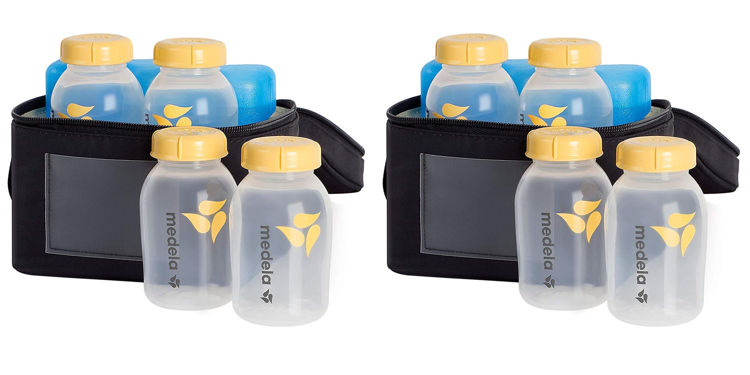 Medela Breast Milk Cooler and Transport Set, 5 Ounce Bottles with Lids, Contoured Ice Pack, Cooler Carrier Bag (2 Pack)