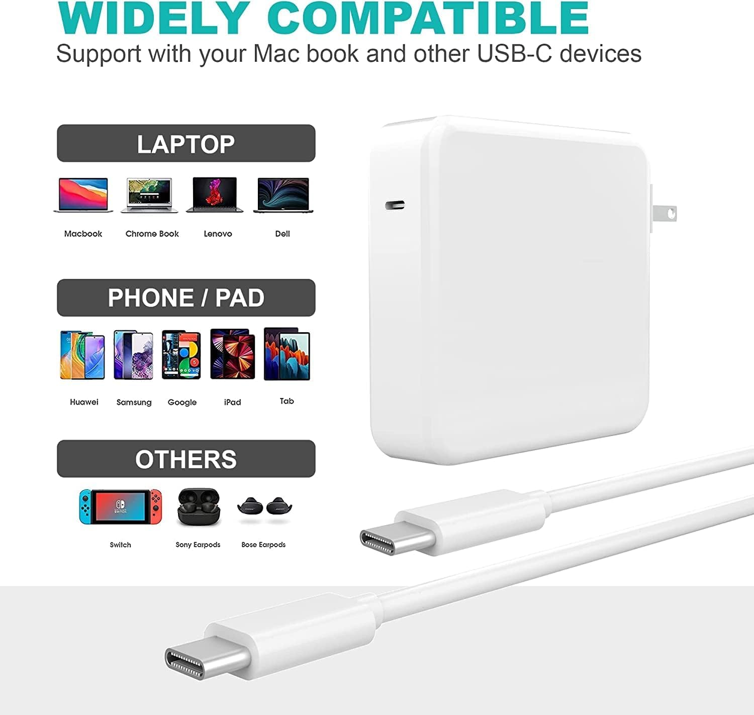 Mac Book Pro Charger-67W USB C Power Adapter,Compatible with Mac Book Pro/Air 13 14 15 16 inch 2023/2022/2021/2020/2019/2018/2017/2016,M1,M2,iPad Pro and All USB-C Devices, with 6.6ft USB C to C Cable