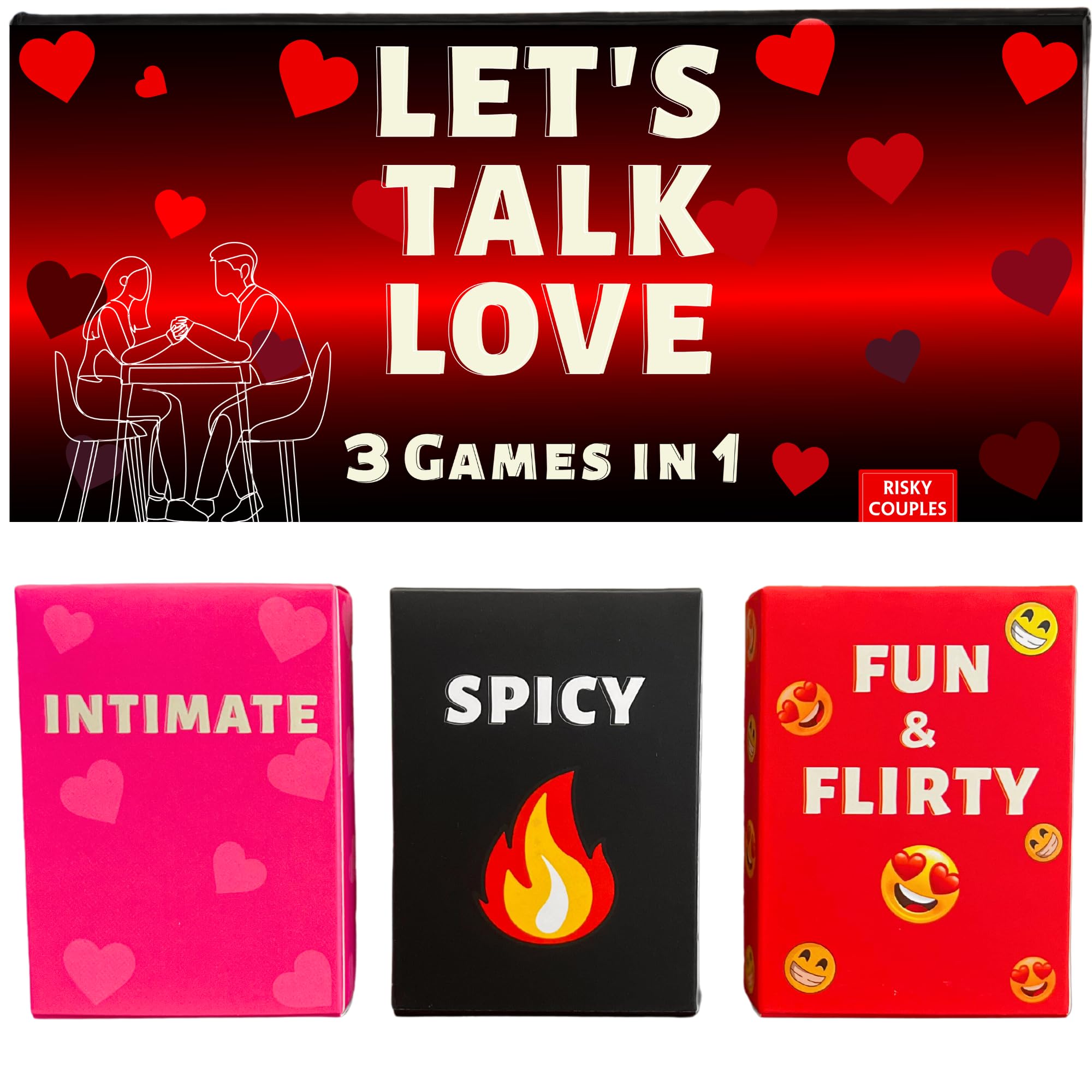 Let's Talk Love - Couples Games for Fun and Romantic Date Night. Perfect Game Gift to Spice up Your Relationship - Intimate and Spicy Ideas