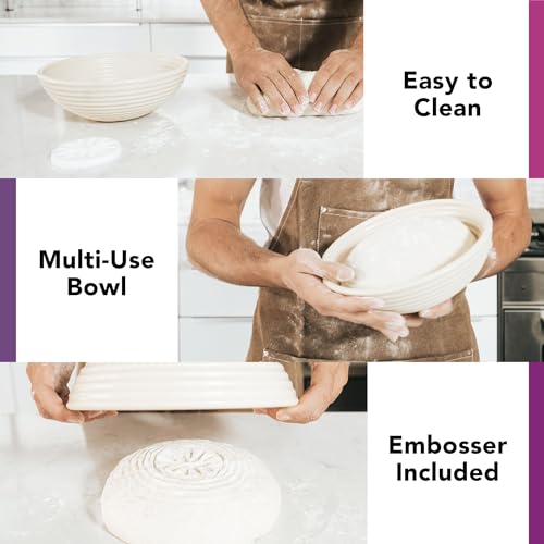 Talisman Designs Decorating Embosser | 9-Inch Warmer Basket | Dough Proofing, Box Bowls | Create, Perfect Crust & Shaped Bread Loaves