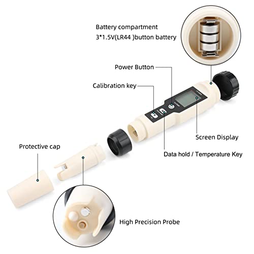 Water Quality Test Meter Tester 2 in 1 Detachable Probe Design ABS LCD Display Backlight Water Testing Meter - Digital Water Tester, Hydroponics Testing Meter, Water Testing Meter for Drinking Water