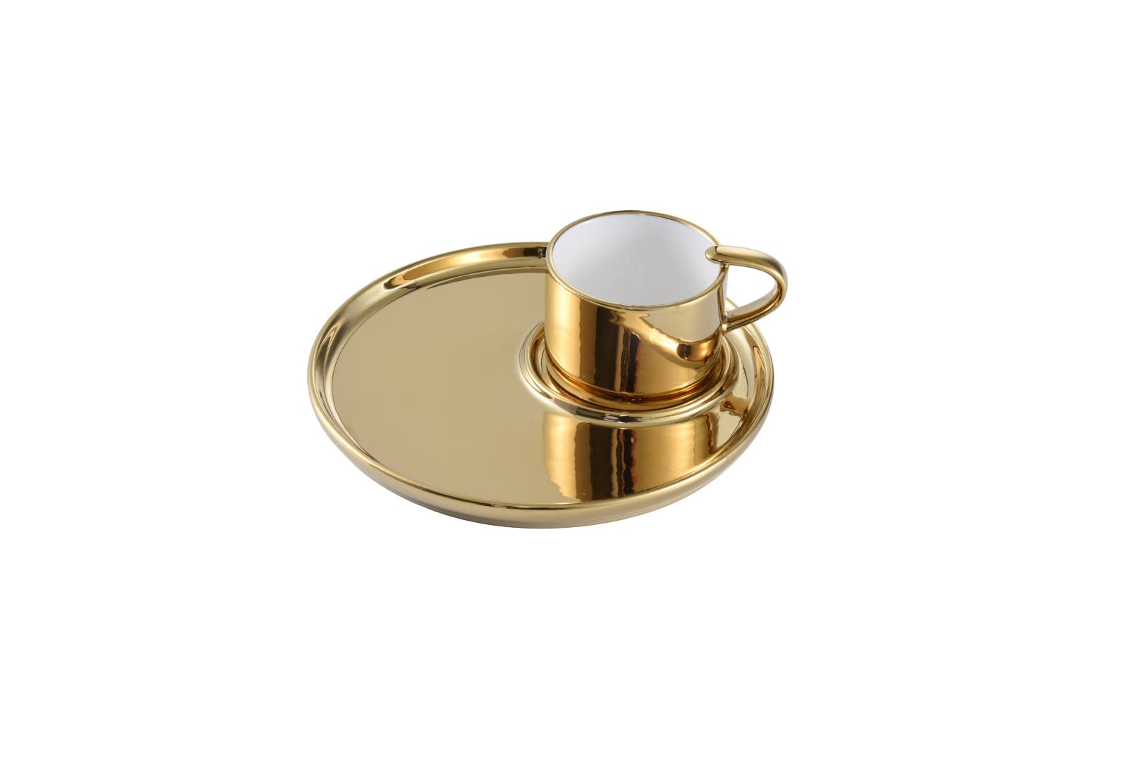 Pampa Bay For Coffee Lovers Titanium-Plated Porcelain Espresso Cup & Plate, 2.5 x 6.5in