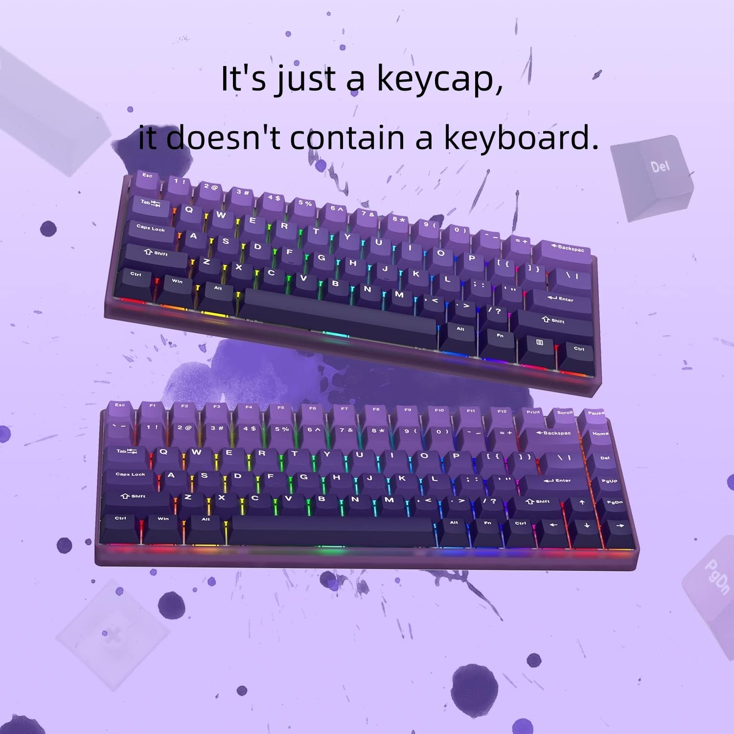 Womier PBT keycaps,Double Shot keycaps 75 Percent,Cherry Profile Keyboard keycaps,Gradient Purple Key Cap for Mechanical Gaming Keyboards(132key,only keycaps)