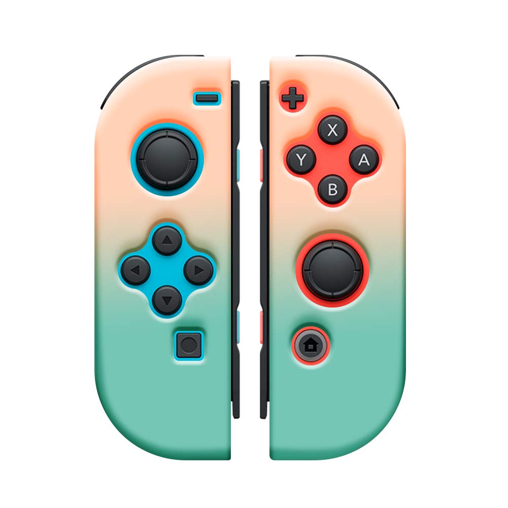 OMKUY Switch Protective Case Cover for Nintendo Switch, Separate Joycons Protector Coming with 2 Piece Joy-Cons Thumb Grips (Pink and Green)