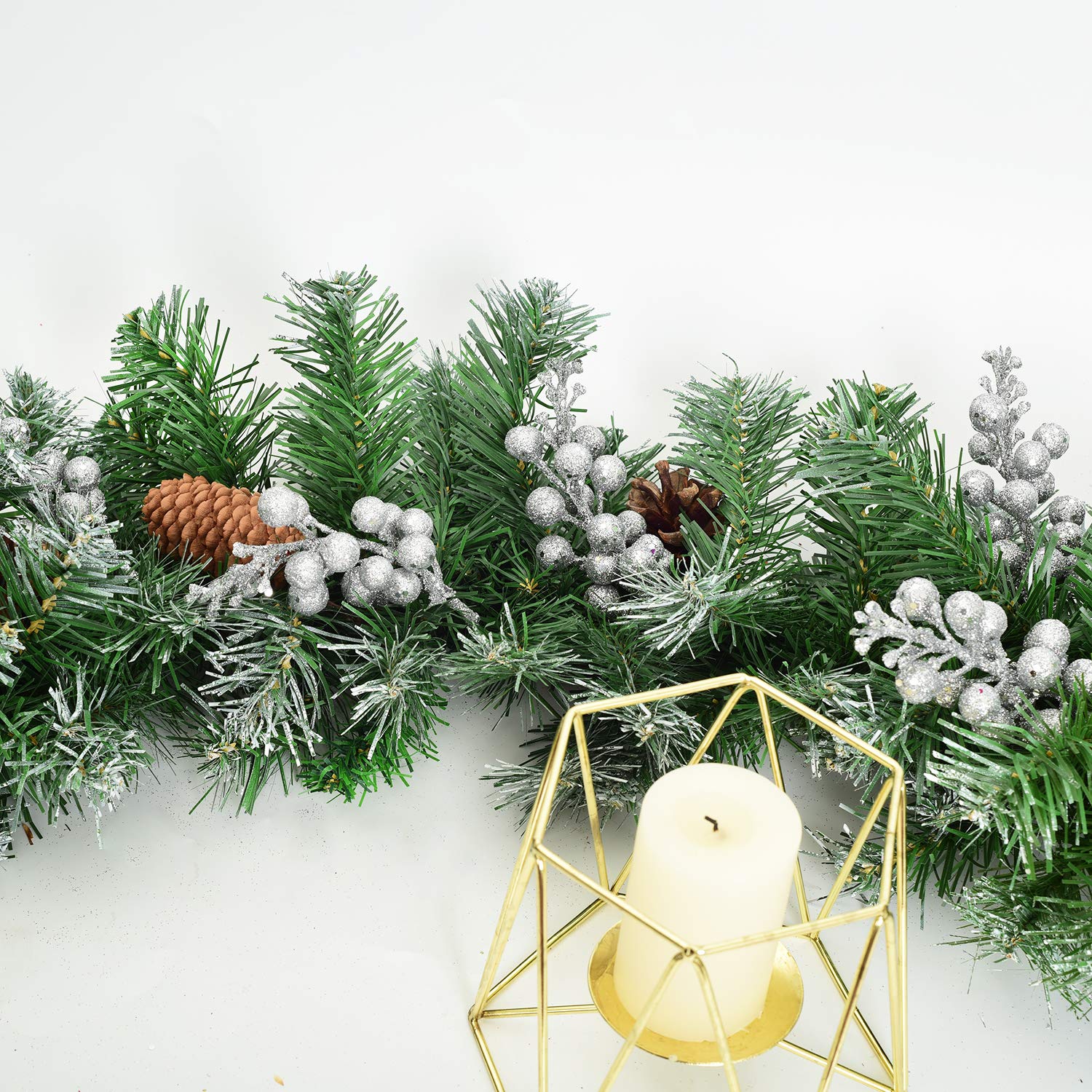Lvydec 16pcs Christmas Glitter Berries Stems, 7.8" Artificial Christmas Picks for Christmas Tree Ornaments, DIY Xmas Wreath, Crafts, Holiday and Home Decor (Silver)