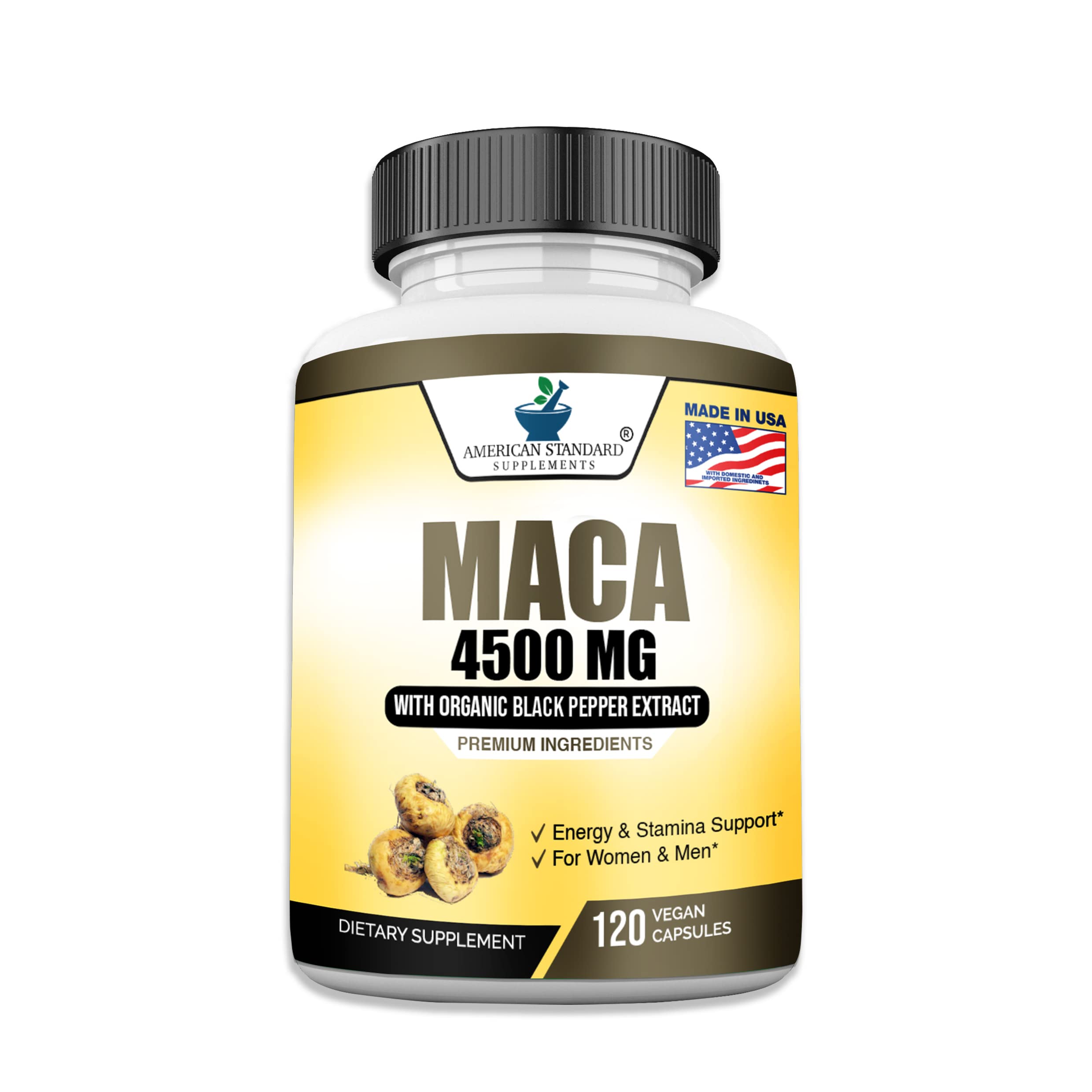 Maca 4500mg with Organic Black Pepper Extract, Maca Root, Maca Powder, Maca Root Capsules, Maca Root Powder, Maca Capsules, Maca Pills, Maca Powder Capsules, Organic Maca, Maca Extract, 120 Veggie Cap