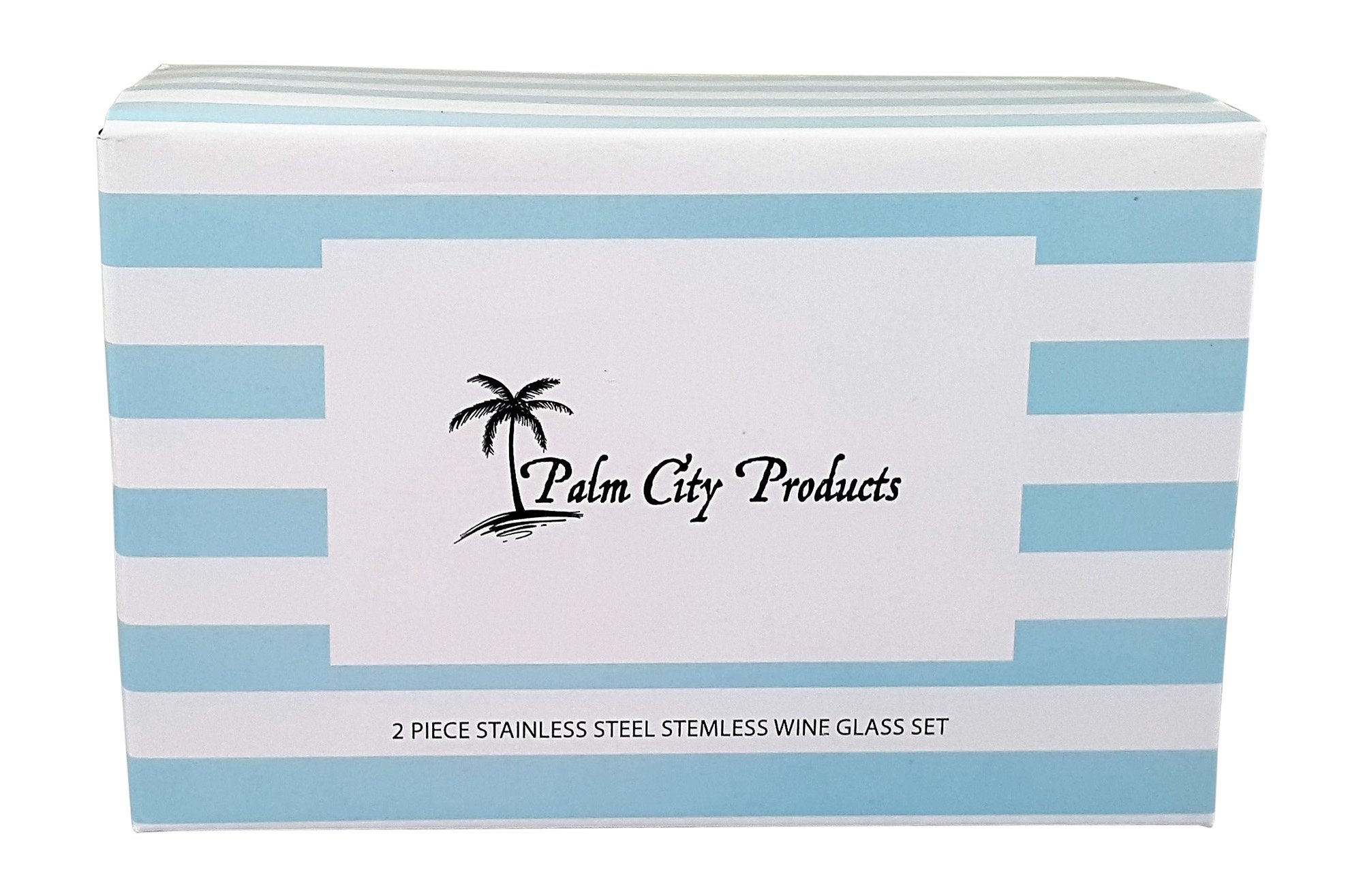Palm City Products Stainless Steel Stemless Wine Glasses - 2 Piece Set