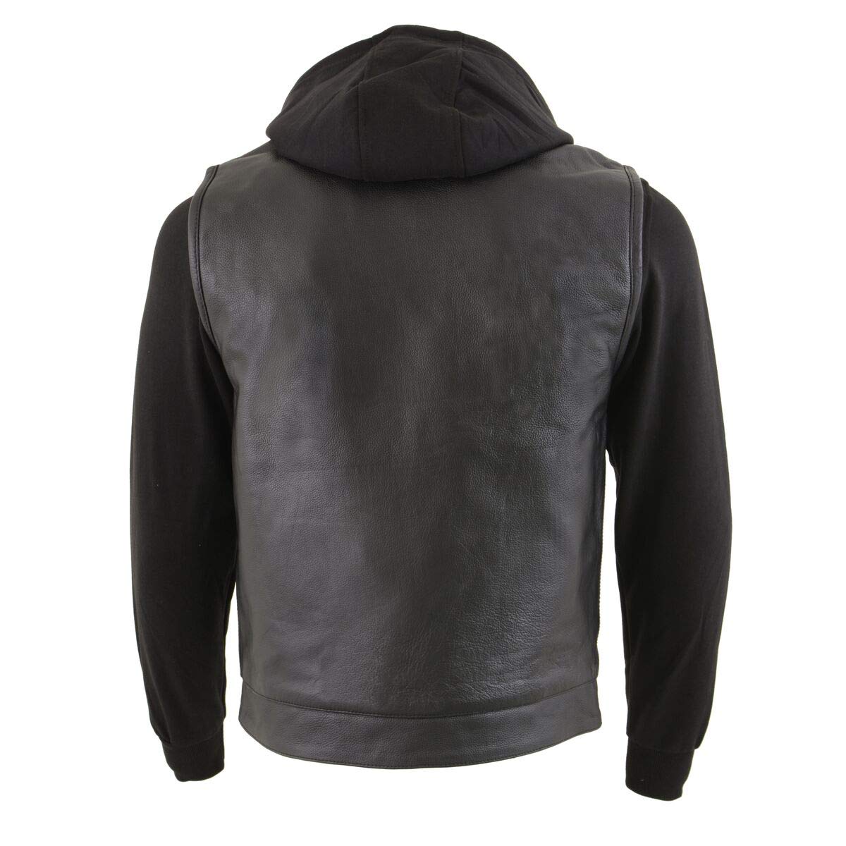 Milwaukee Leather LKM3714 Men's Black Club Style '2 in 1' Zipper Vest with Full Sleeve Hoodie and Quick Draw Pocket - 3X-Large