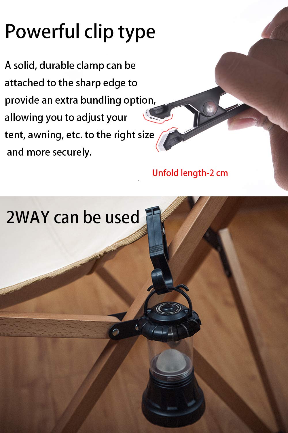 OMUKY Light Hook Multifunctional Tent Canopy Clip Outdoor Camping Equipment Accessories Practical Clothespin 4pcs (Black-4pcs)