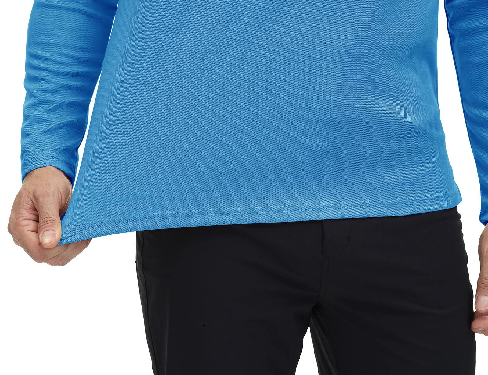 Rdruko Men's Outdoor Sport Performance Polo Long Sleeve Pullover with Pocket(Blue, US XL)