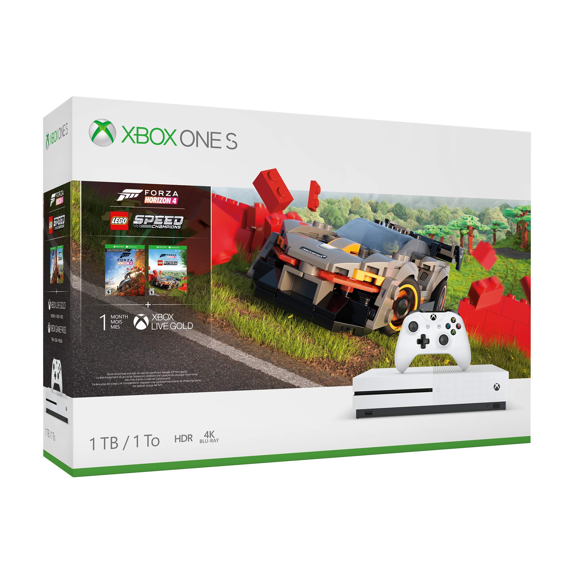Microsoft Xbox One S 1TB Forza Horizon 4 LEGO® Speed Champions Bundle, White, 234-01121 (Renewed)