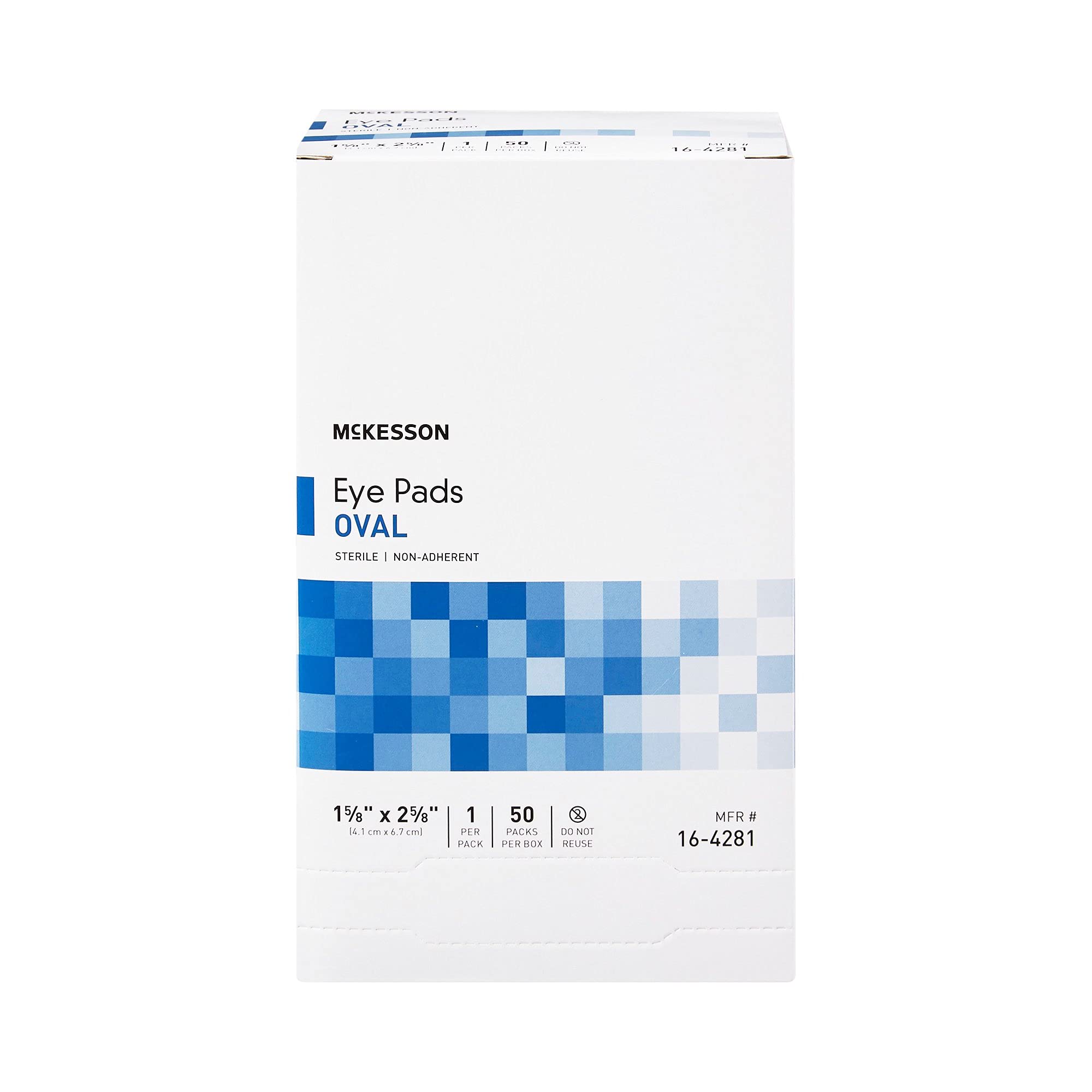 McKesson Eye Pads, Sterile, Oval, Non-Adherent, 1 5/8 in x 2 5/8 in, 50 Count, 1 Pack