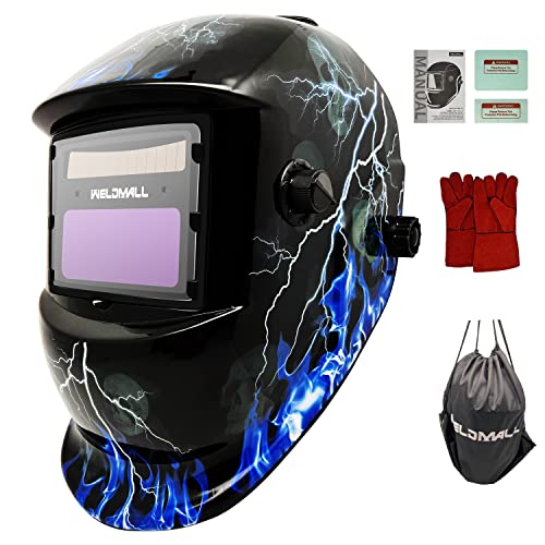 WELDMALL True Color Solar Power Auto Darkening Welding Helmet Welder Hood with Adjustable Shade Range for Mig Tig Arc Sensor Welder Mask WM-110