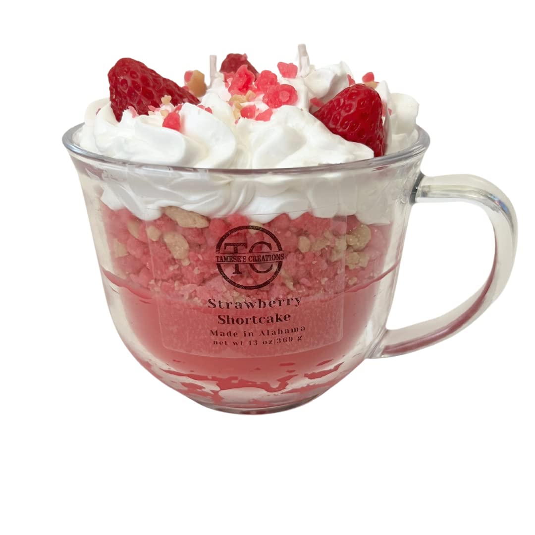 Tamese's Creations Strawberry Shortcake Candle| Creamy Whipped Topping | Juicy Strawberries |Cake Crumble|13 oz/ 369g | Made in USA