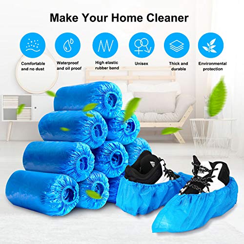 Shoe Covers Disposable -100 Pack(50 Pairs) Disposable Shoe & Boot Covers Waterproof Slip Resistant Shoe Booties, Durable Boot & Shoes Cover, One Size Fits All (CPE Plastic)