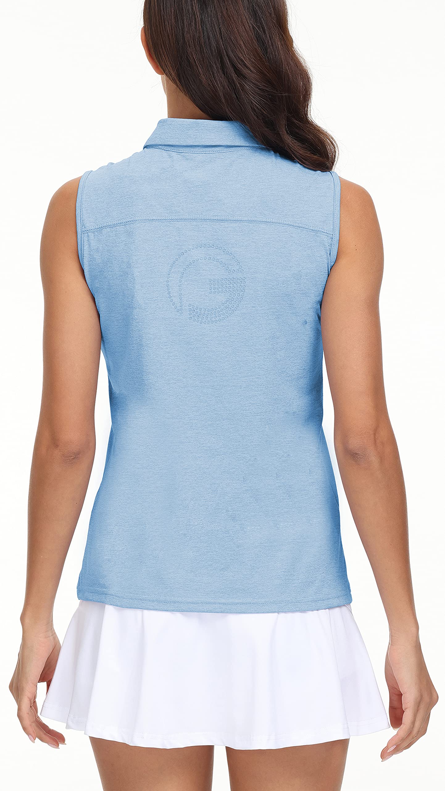 TrendiMax Womens Golf Polo Shirts Sleeveless Quick Dry Sport Top Button Summer Workout Tank Tops Light Green