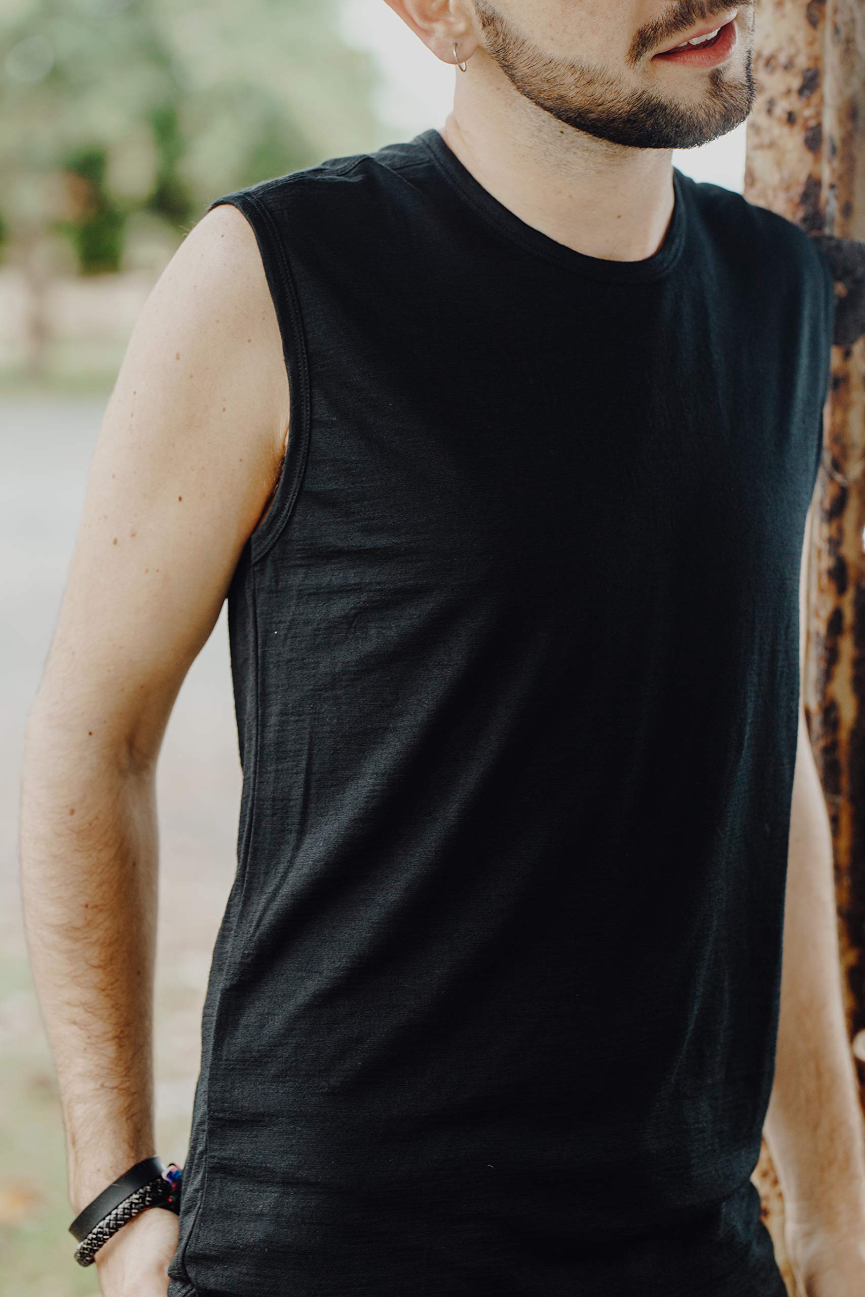 Merino 365 Men's 'Garage' Tank Top, Epic Sleevelessness Under or Casual Layer, Medium, Black