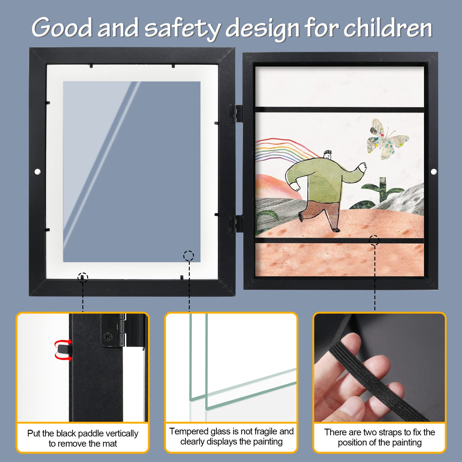 LaVie Home [2-Pack] Kids Art Frames, 10x12.5 Kids Artwork Picture Frame White Frame - Displays 8.5x11 With Mat and 10x12.5 Without Mat - Composite Wood with Tempered Glass - Wall Mount, Artwork Frame