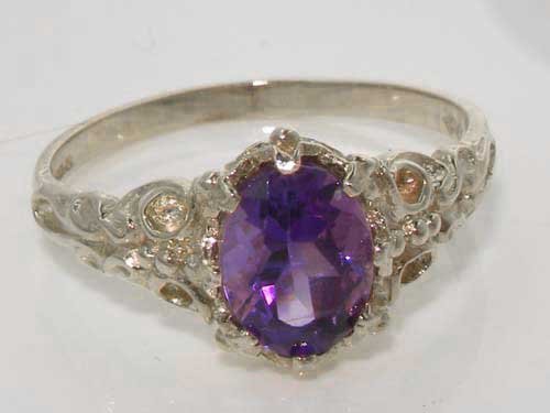LetsBuyGold 925 Sterling Silver Real Genuine Amethyst Womens Solitaire Engagement Ring - Size 6