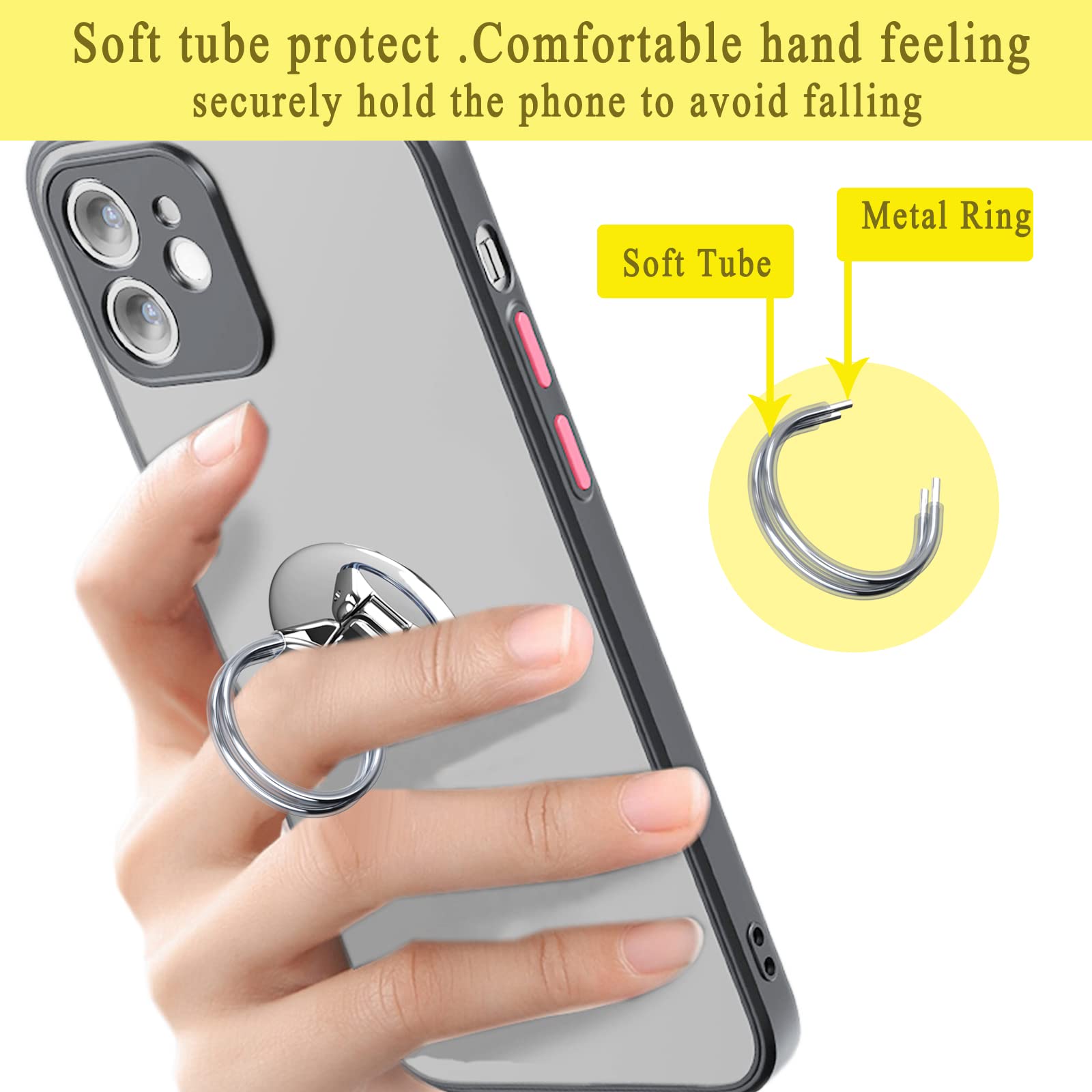 Phone Ring Holder Finger Kickstand [4 in 1]-Phone Ring Grip,360° Rotation Phone Kickstand,CD Slot & Air Vent Car Phone Mount(Silver)