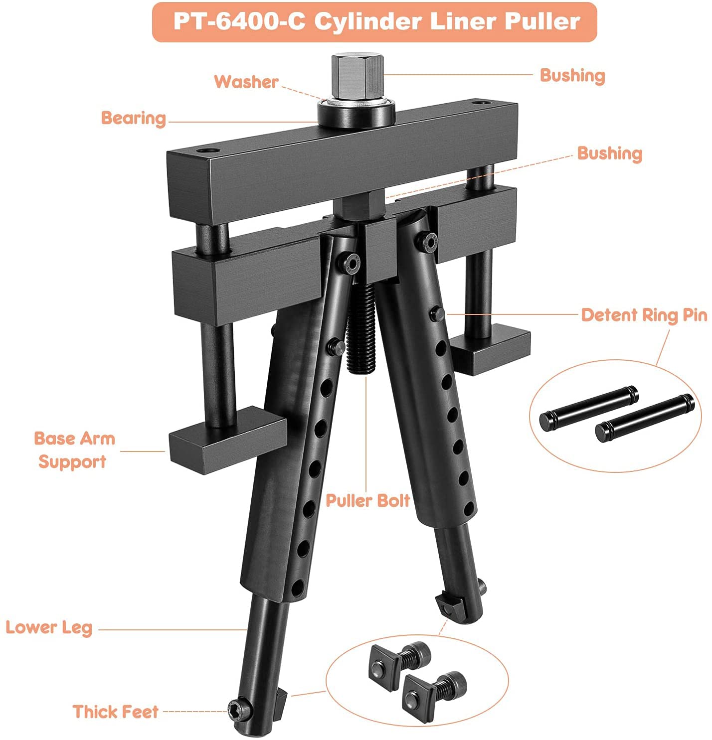 PT-6400-C Cylinder Liner Puller Works on Wet Liner from 3-7/8” to 6-1/4” bore Fits For Cummins Caterpillar CAT Mack etc, Replace to PT-6400-C, M50010-B, 3376015
