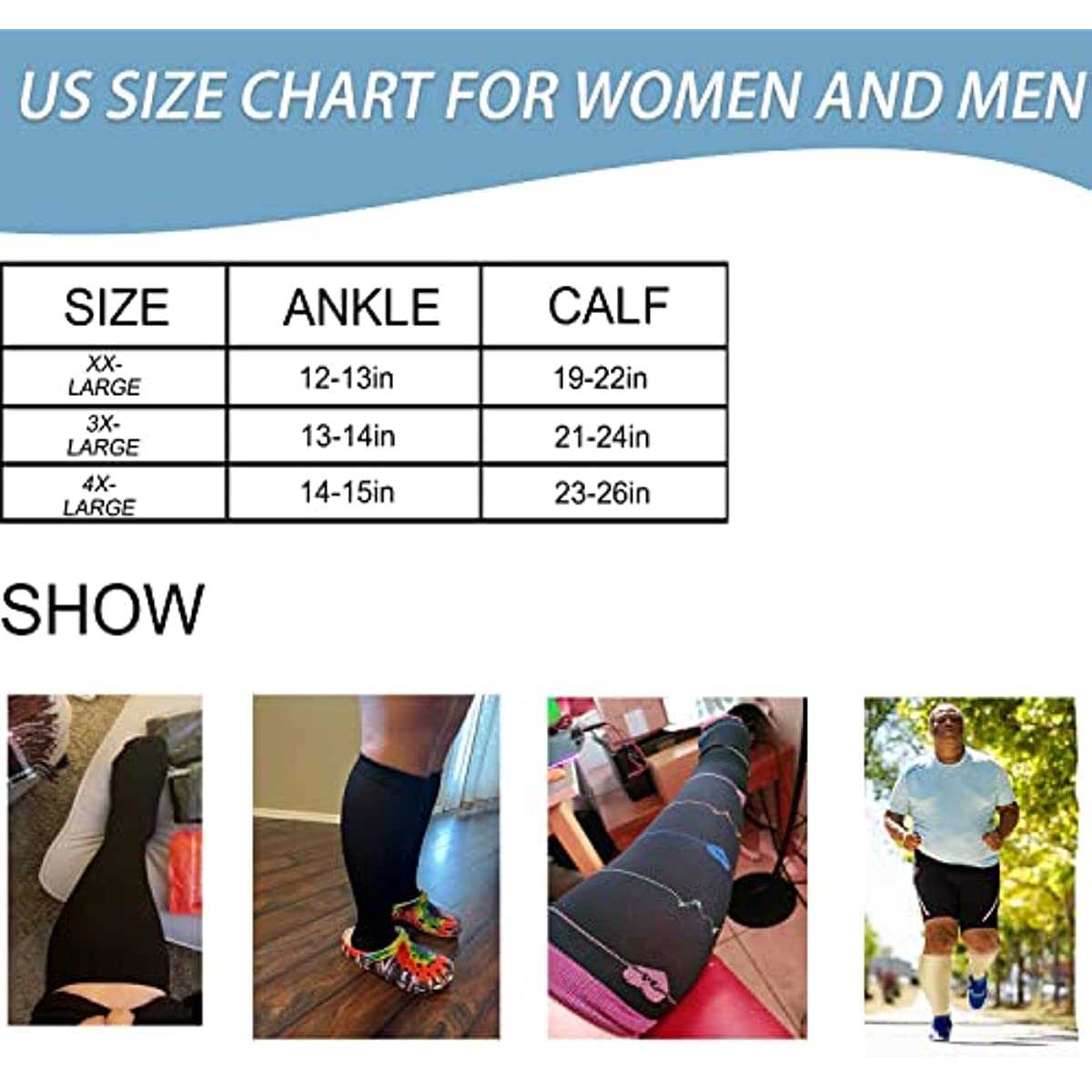 SIOAUIRT 2 Pack Plus Size Compression Socks for Women Men 20-30mmhg, Extra Wide Calf Knee High Socks for Circulation